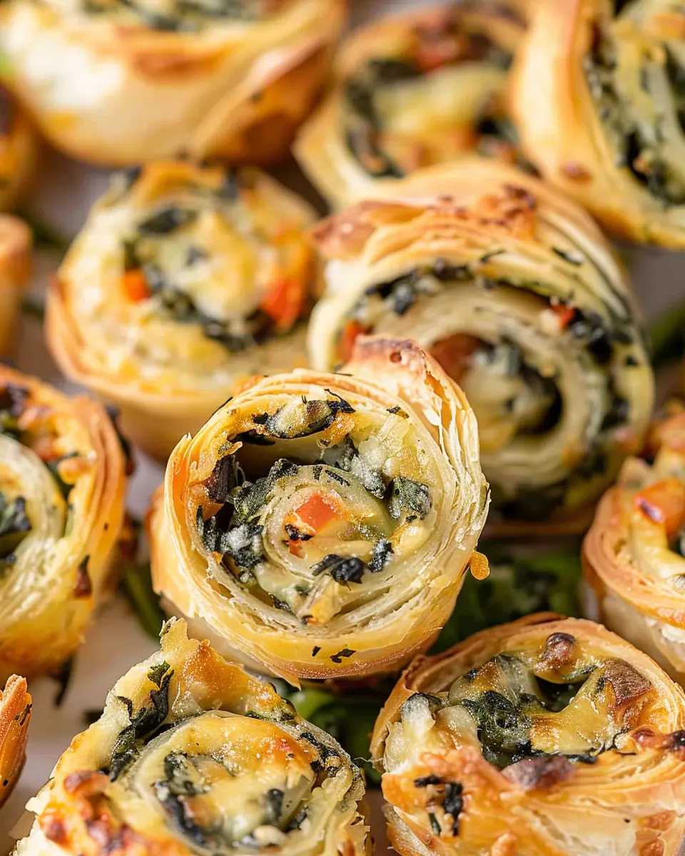 easy spinach dip in bite-sized pinwheels